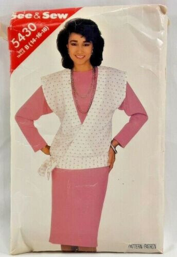 1985 Butterick Sewing Pattern 5430 Womens Dress & Top Size 14-18 ...