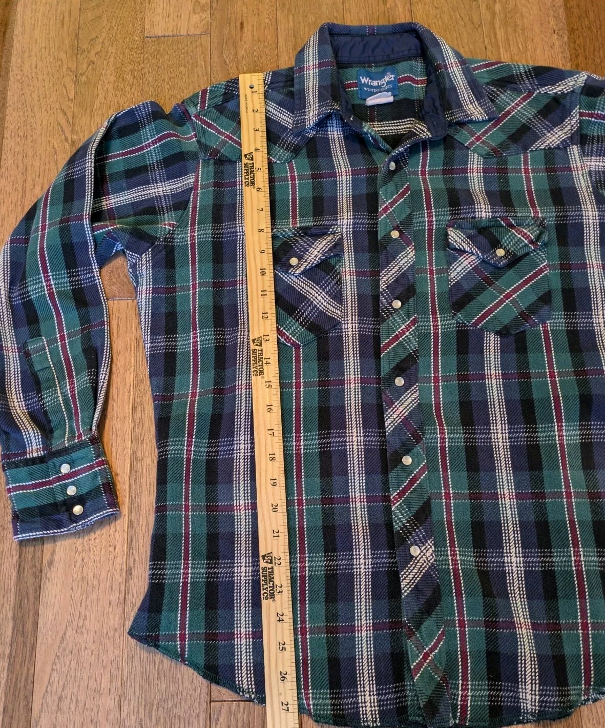 Vintage Wrangler Pearl Snap Flannel Western Shirts L/XL Plaid ...
