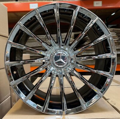 (set 4) 20x8.5 BLACK CHROME AMG MAYBACH STYLE WHEELS RIMS FITS MERCEDES ...