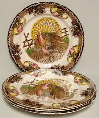 American Tradition KING TOM Dinner Plates SET OF FOUR Turkey VINTAGE | eBay