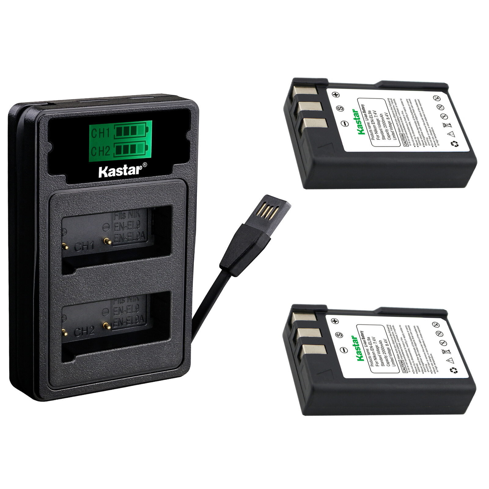 Kastar Battery LZD2 USB Charger for EN-EL9 MH-23 Nikon D3000 SLR ...