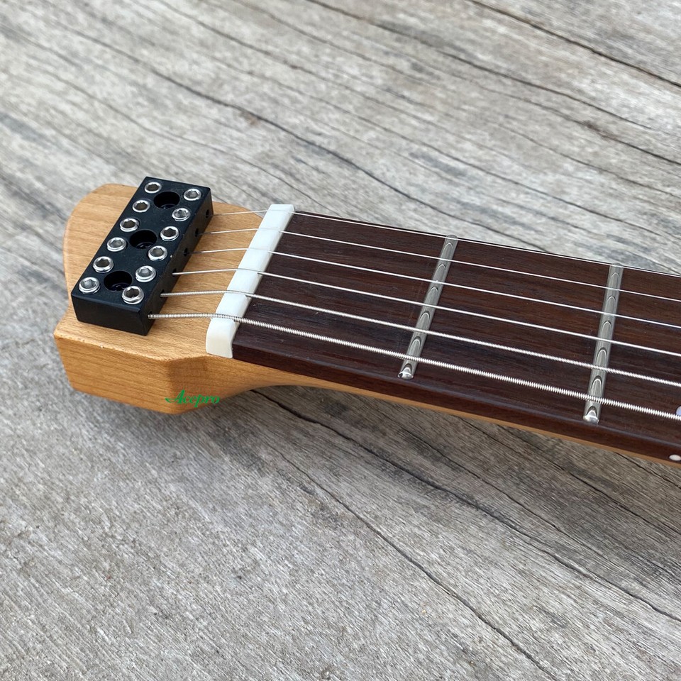 Acepro Upgraded Pro Headless Electric Guitar Black Burst Flame Maple ...