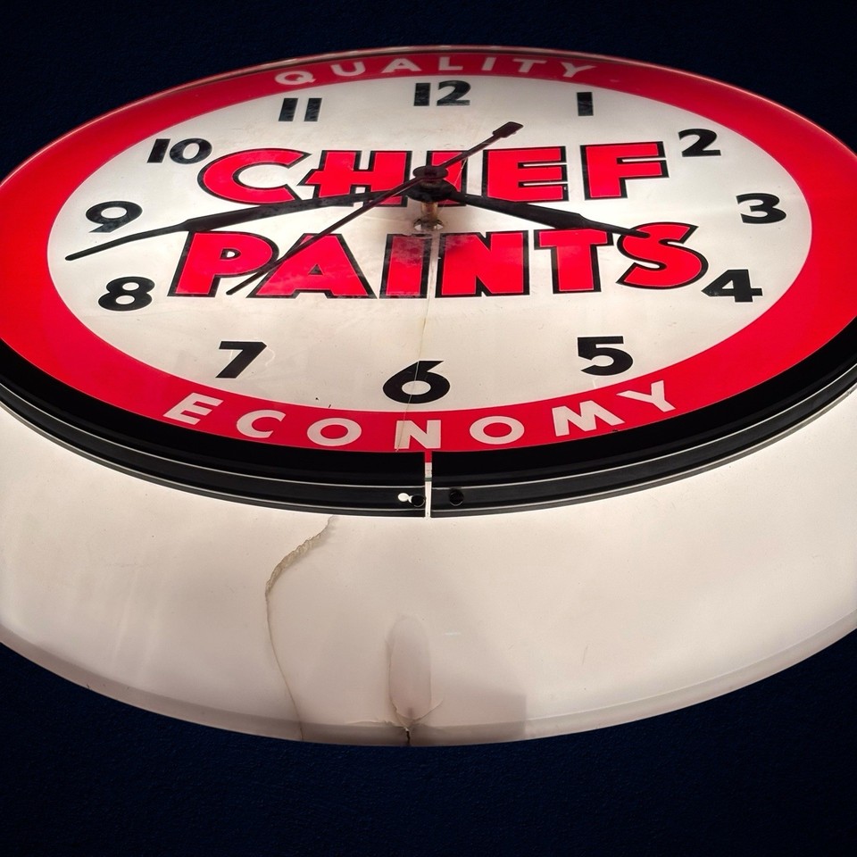 Vintage 1950 Indian Chief Paints Hardware Dualite Advertising Lighted ...