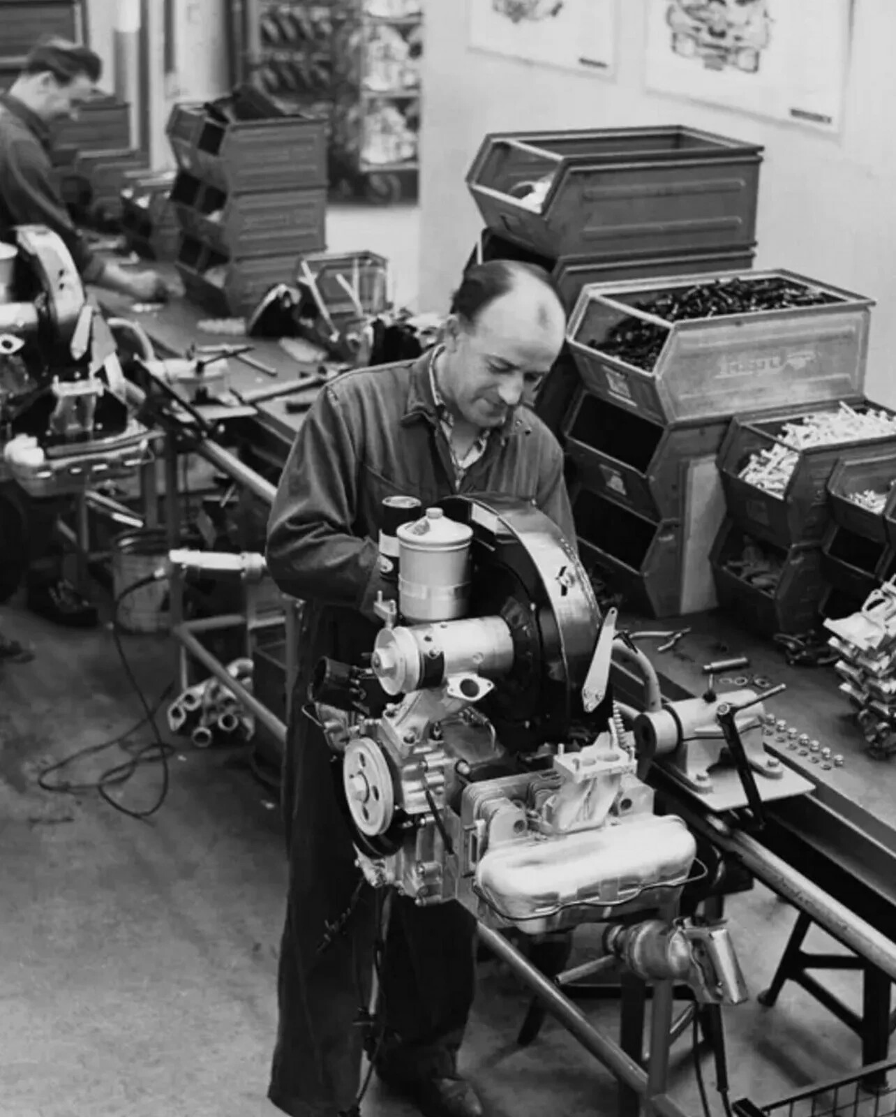 1960s PORSCHE 356 B Engine Assembly Line Classic Car Poster Photo 11x17 ...