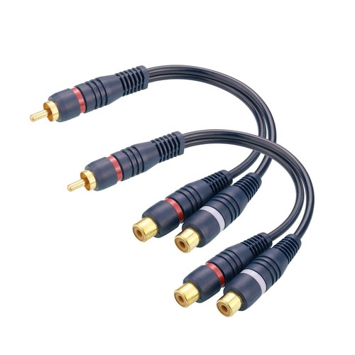 Rca Splitter 2 Pcs Rca 1 Male To 2 Female Audio Cord Speaker Y Adapter ...