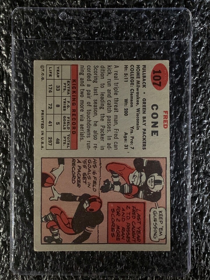 1957 Topps Football #107 Fred Cone VG/EX | eBay