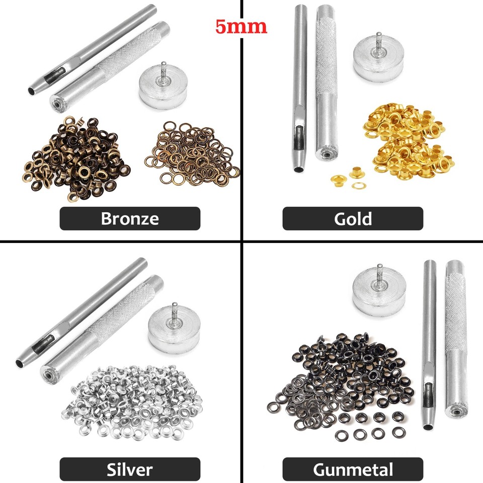 Eyelet Punch Die Tool Set Kits + 100 Eyelets Grommet Washer Leather ...