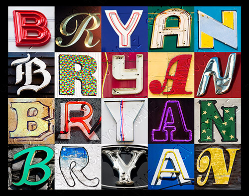 BRYAN Name Poster featuring photos of actual sign letters | eBay