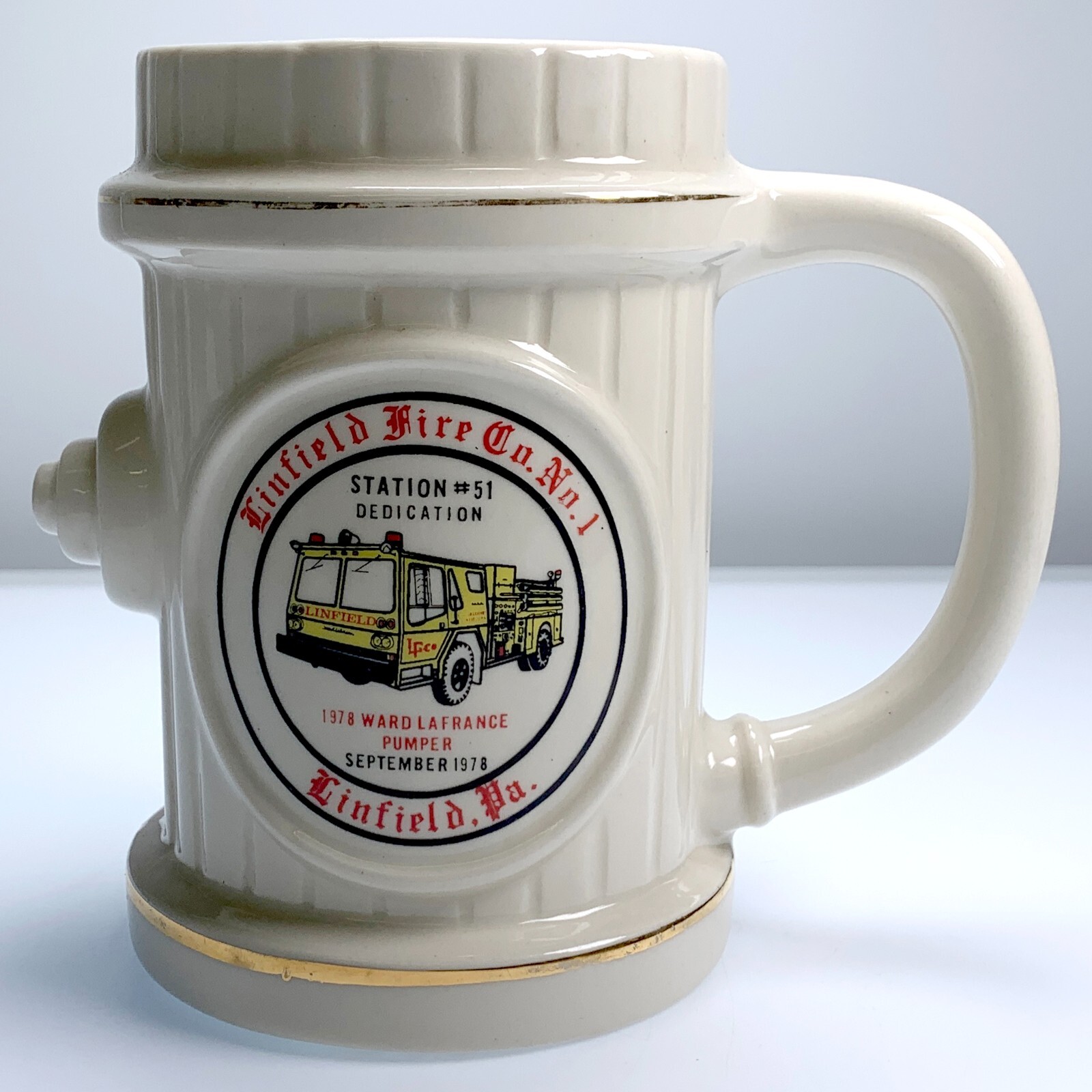 Linfield Fire Co No 1 Coffee Mug Cup Fire Hydrant Stein Starcrestware 6 ...