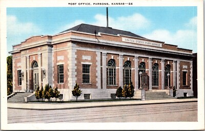 Post Office Building Parson Kansas KS Posted 1949 Postcard | eBay