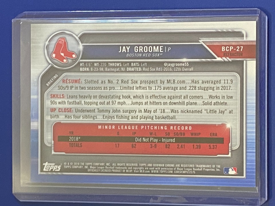 ⚾ 2020 Bowman Chrome Baseball Refractor #BCP-27 Jay GROOME #/499 ⚾ | eBay