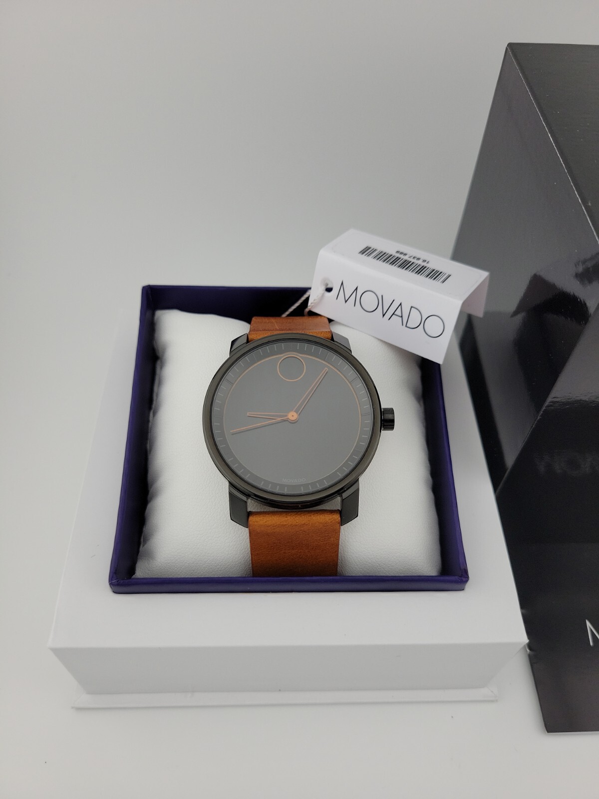 Movado Bold Men’s Brown Leather Strap Black Dial Watch - 3600489 ($795 ...