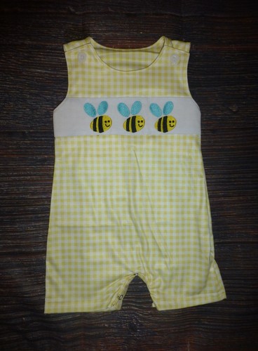 NEW Boutique Bees Baby Boys Yellow Plaid Romper Jumpsuit Shortalls ...