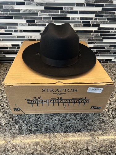 NEW Stratton Sheriff Style FELT Hat Brim Oval BLACK In Box Sz 7 3/8 | eBay