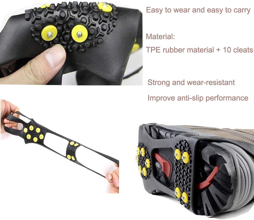 Ice Grippers Anti Slip Universal Snow Spikes Crampons Boot Shoes Grips ...