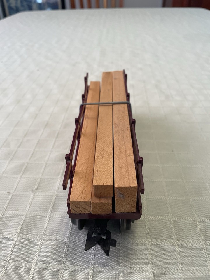 3 Marx Flatcars: Flat w/Bridge Girder, Flat w/Wood Load, Erie Flat No ...