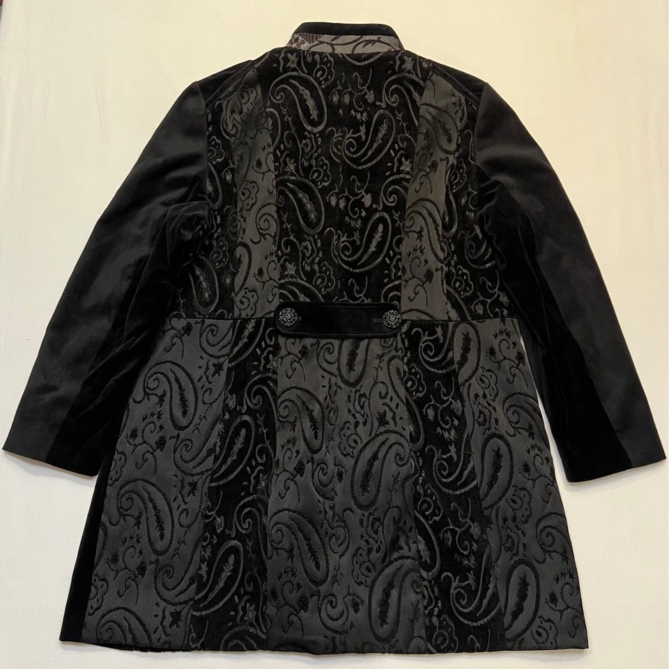 Black Velvet Paisley Patchwork Button Front Jacket Chico's Size 3 (US ...