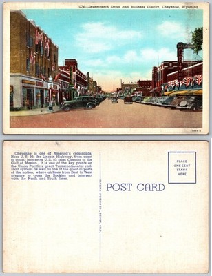 Seventeenth Street Business District Cheyenne Wyoming Cars Postcard | eBay