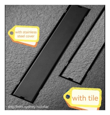 BLACK SMART TILE INSERT FLOOR WASTE SHOWER GRATE DRAIN LONG GRATE 115 ...
