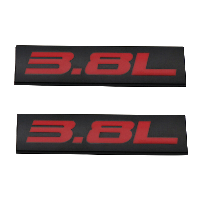 2x Black Red 3.8L Emblem 3.8 Logo Car Side Badge Metal Sticker Sport ...