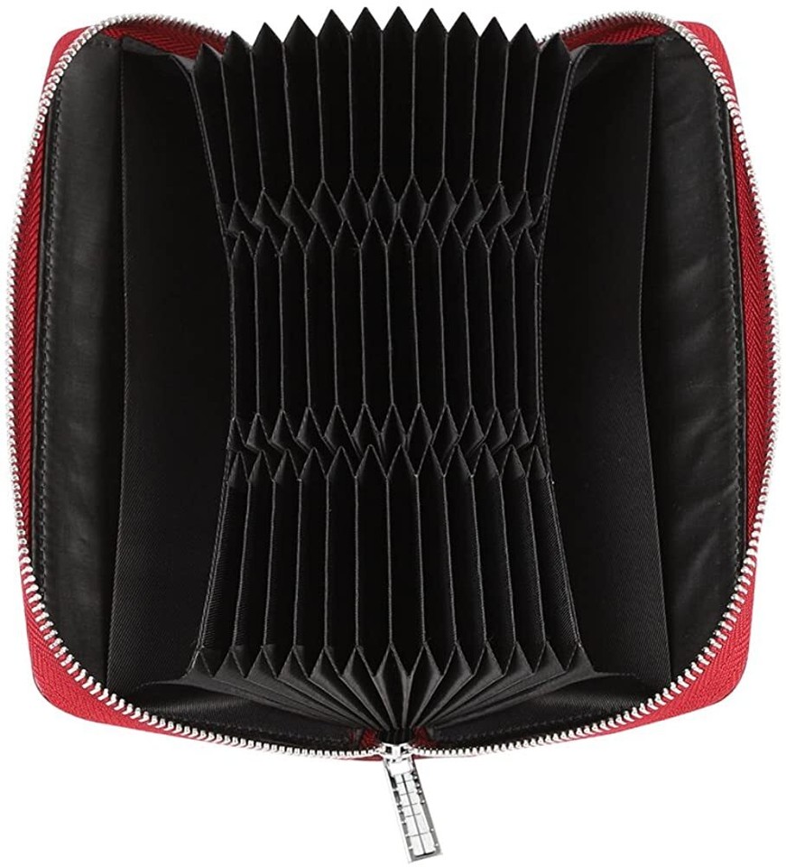 Men Women RFID Blk Leather 36 Slots Multi Credit Card Holder Large ...