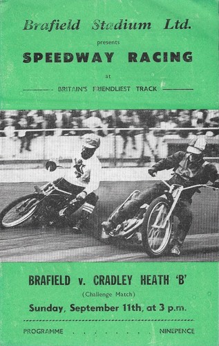 1966 Brafield v Cradley Heath "B" Speedway Programme (11/9/66) | eBay UK
