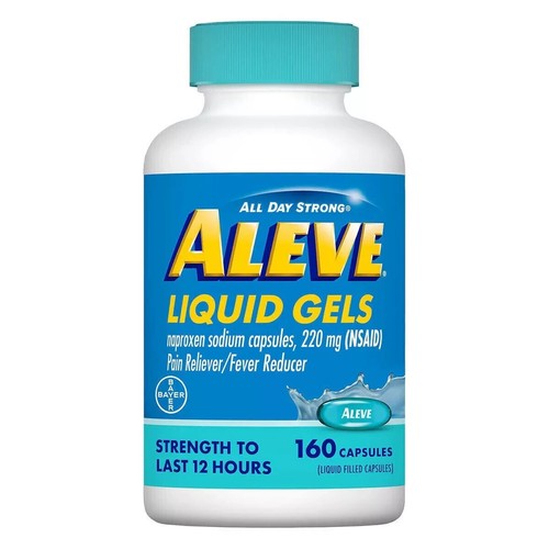 Aleve Pain-Fever Reducer NSAID 160 Liquid Gels ALL DAY STRONG 220mg EXP ...