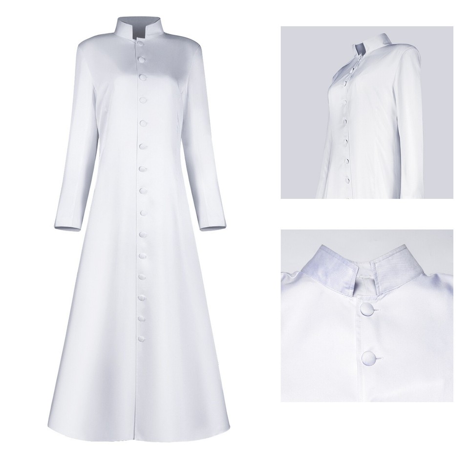 Womens Clergy Robes Minister Cosplay Church Pastor Cassock Robe Priest ...