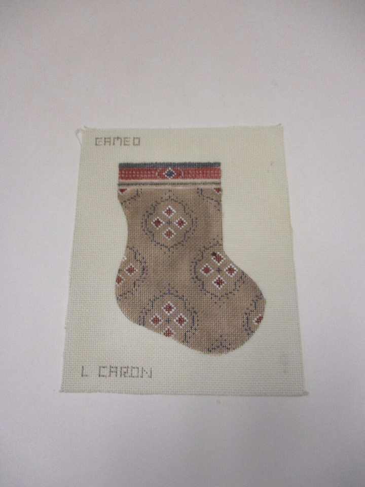 L Caron Handpainted Needlepoint Canvas Cameo Stocking Ornament 18 Mesh ...