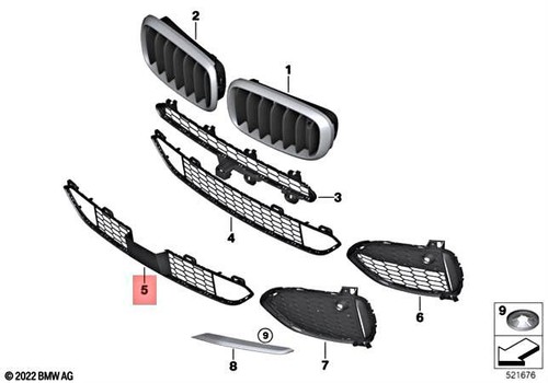 Genuine BMW F15 Front Bumper Center Lower M ACC Grille OEM 51118056225 ...