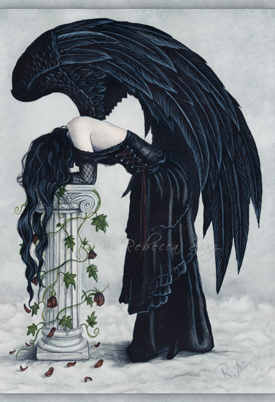 Drawings Of Sad Angels Oil Painting "sad Angel" Original Artwork, Dead