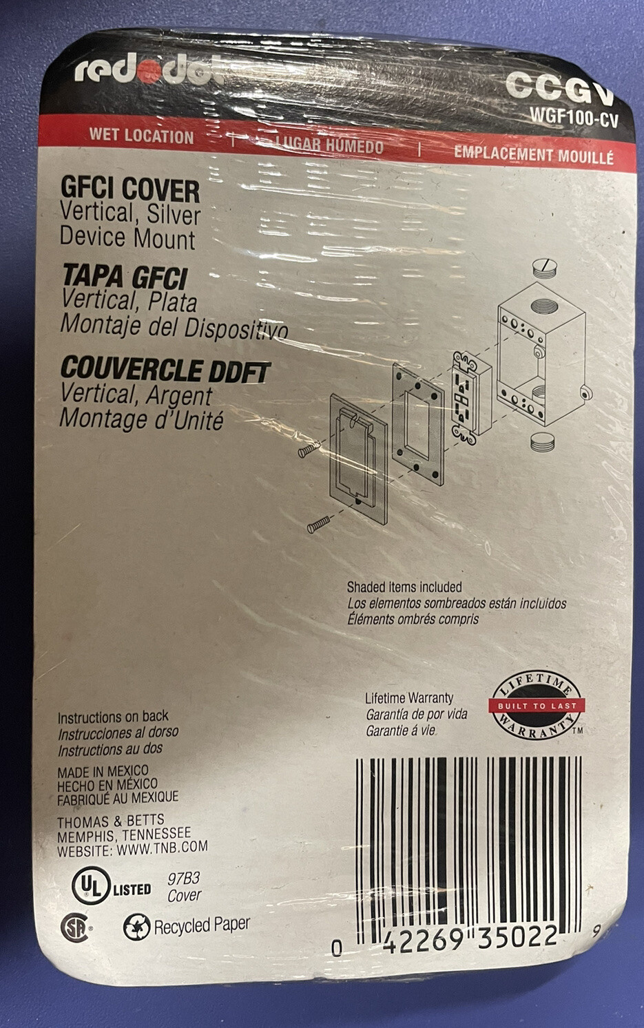 Red Dot CCGV GFCI Cover 1 - Gang Vertical Silver Device Mount for sale ...