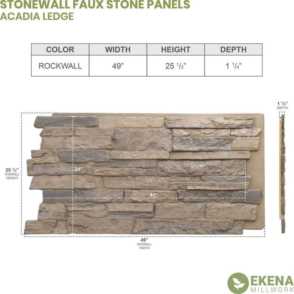 Ekena Millwork Siding Rockwall Stacked Stone Stonewall Faux Stone ...