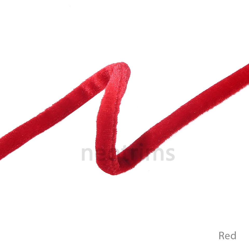 Velvet Cord Round Tubular Ribbon Rope Trimming, 7mm, Smooth Luxurious ...