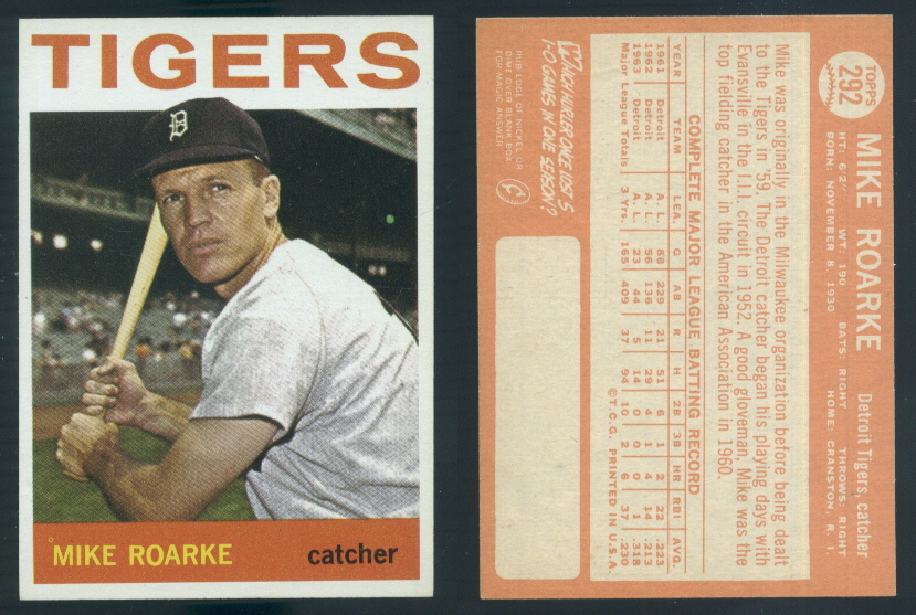 (46448) 1964 Topps 292 Mike Roarke Tigers-EM | eBay