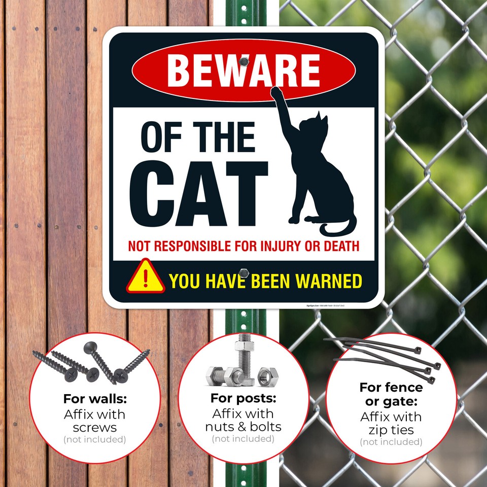 Beware of Cat Sign, Funny Attack Cat Sign, | eBay