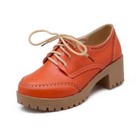 Womens Lace up Round Toe Block Heel Wear-resistant rubber sole Fashion ...