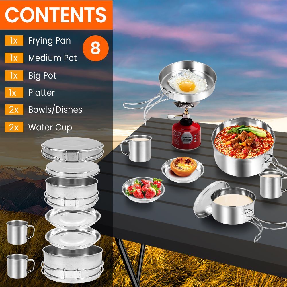 Portable Camping Cookware Outdoor Picnic Hiking Cooking Equipment Pan ...