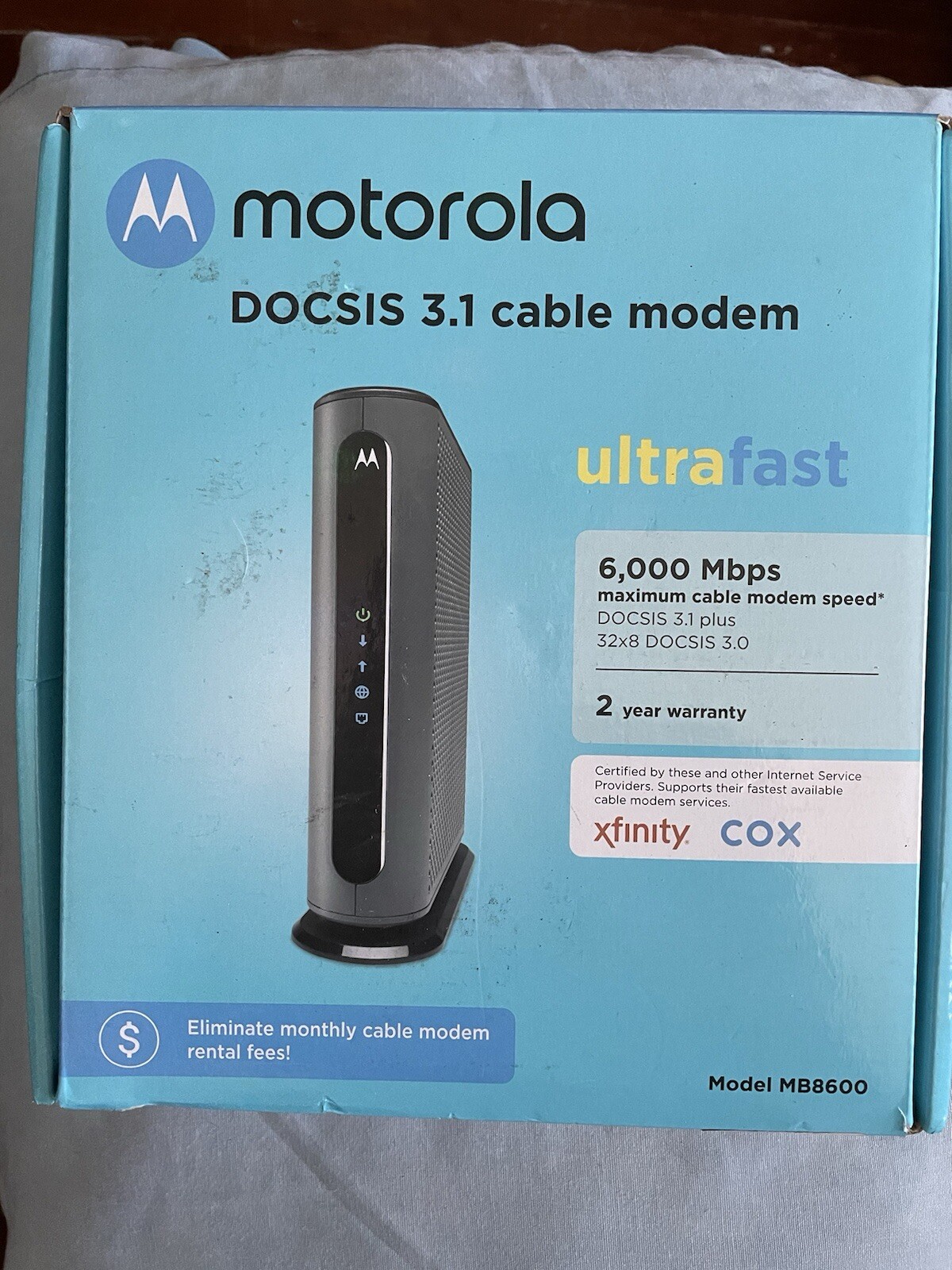 Motorola MB8600 DOCSIS 3.1 Cable Modem Ultra Fast 6,000 Mbps (Xfinity ...