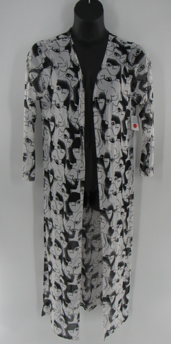 Plus Size Women Black & White Sheer Cardigan Long Sleeved Maxi Duster ...