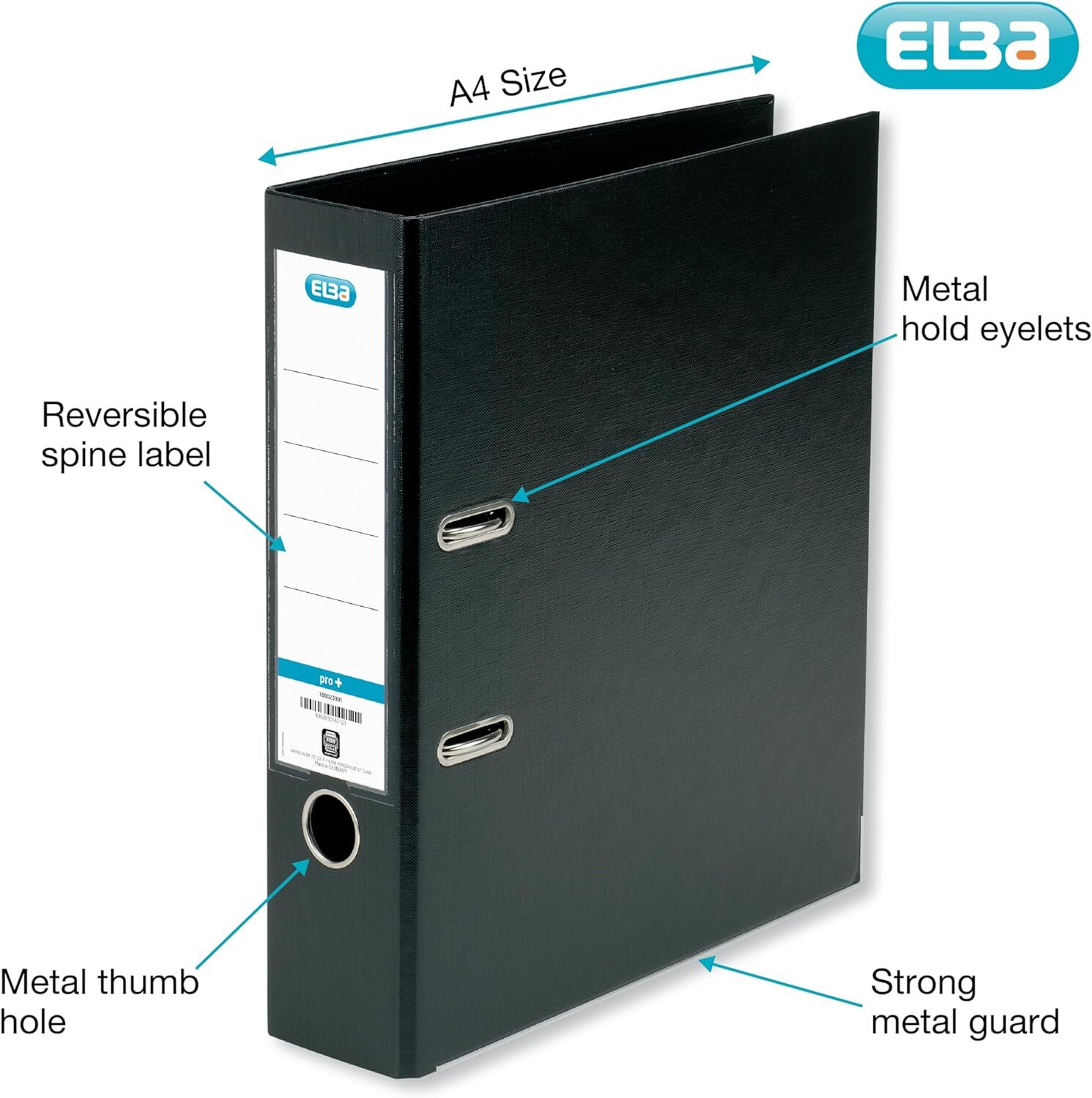 Elba A4 70 mm Plastic Lever Arch File, Black, 100202169 Single Black | eBay