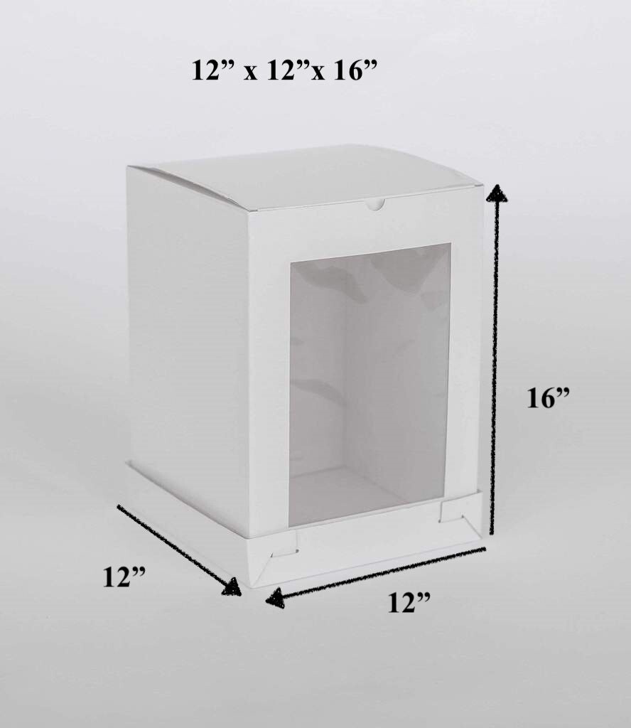 CAKE BOXES 12x12x16" 5Pk TALL DISPLAY WHITE CORRUGATED WINDOW FACE ...