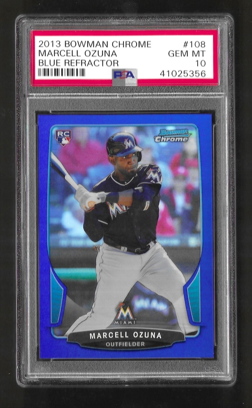 2013 Bowman Chrome Blue Refractor #108 Marcell Ozuna RC Rookie PSA 10 ...