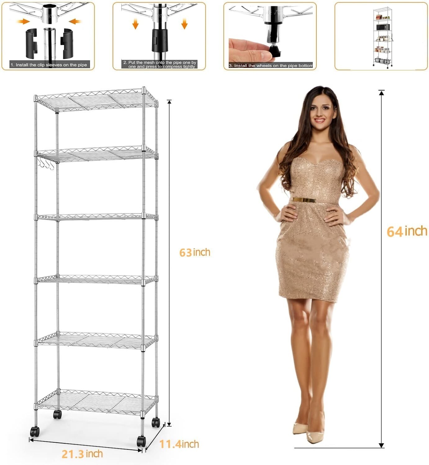 Heavy Duty 6 Tier Wire Metal Commercial Storage Shelf Shelving Rack ...