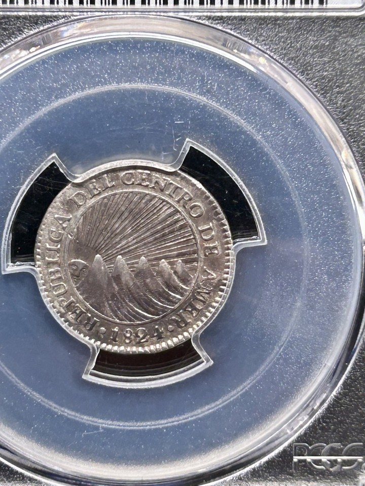 1824-NG Silver Central American Republic PCGS XF-40 1 Real Guatemala w ...