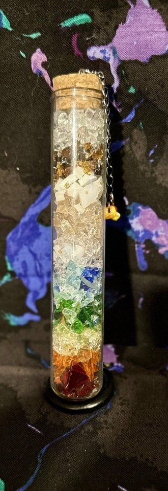 Handcrafted Rainbow & Pink Depression Crushed Glass Shard Vials ...