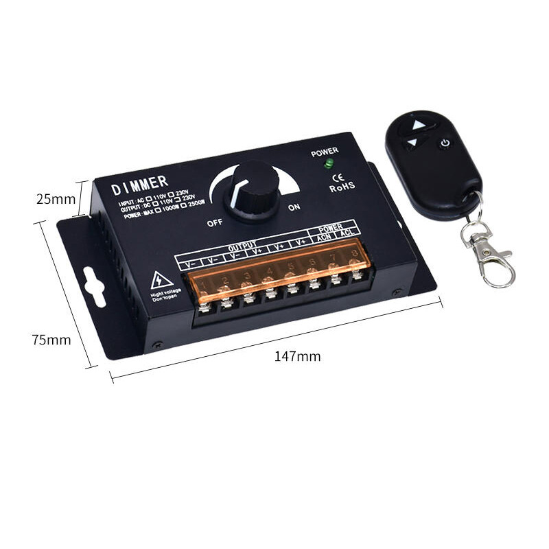 AC 110V 220V Single Color LED Strip Dimmer (with Wireless Remote ...
