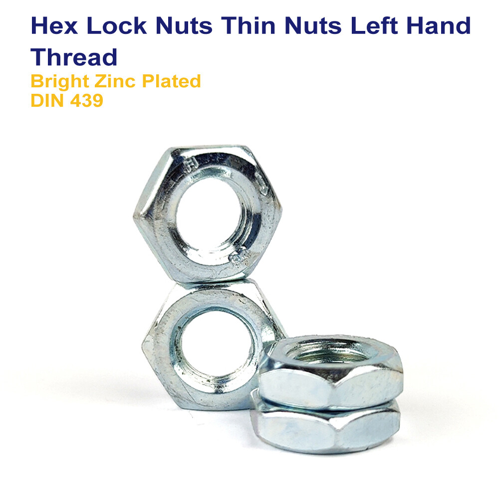 LEFT HAND THREAD THIN HALF LOCK NUTS ZINC M6 M8 M10 M12 M16 M20 M24 M30 ...