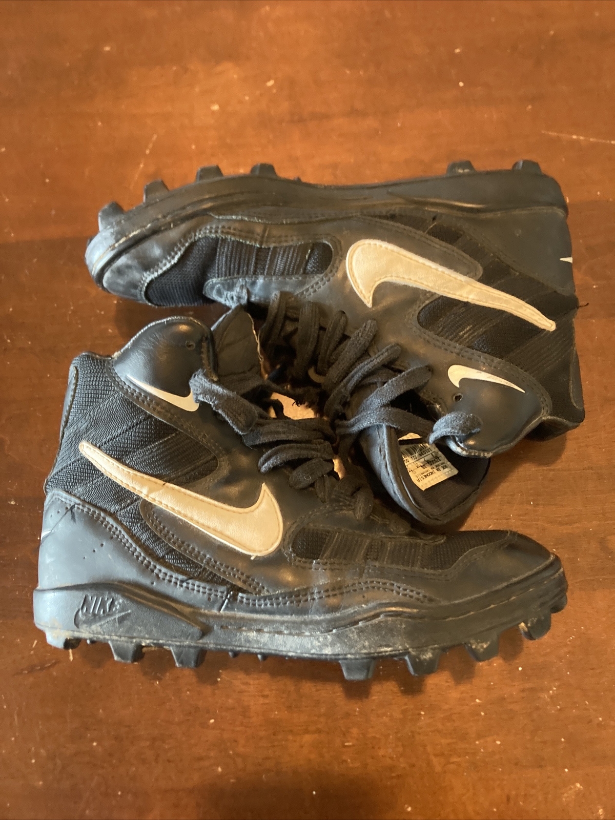 Vintage Nike Shark High Football Cleats 970305 Black White Logo Mens ...