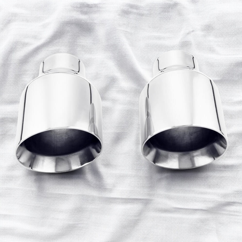 2pcs 3.0" Inlet Exhaust Tips Car Pipe Dual Wall Slant Cut 4.5" Outlet 7 ...